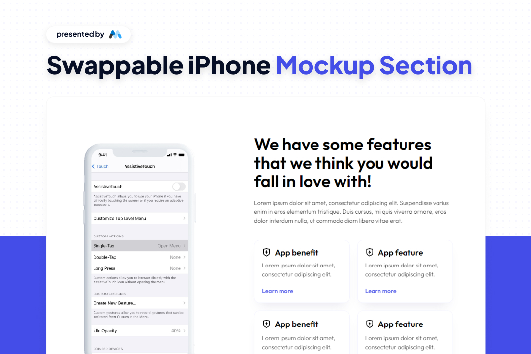 Swappable iPhone Mockup Section - Webflow